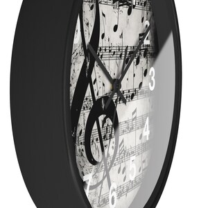 Musical Notes Wall Clock, Treble Clef Wall Clock, Unique Round Wall ...
