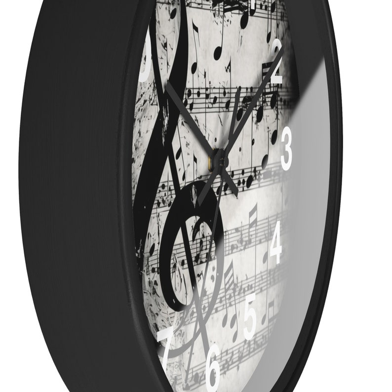 Musical Notes Wall Clock, Treble Clef Wall Clock, Unique Round Wall ...