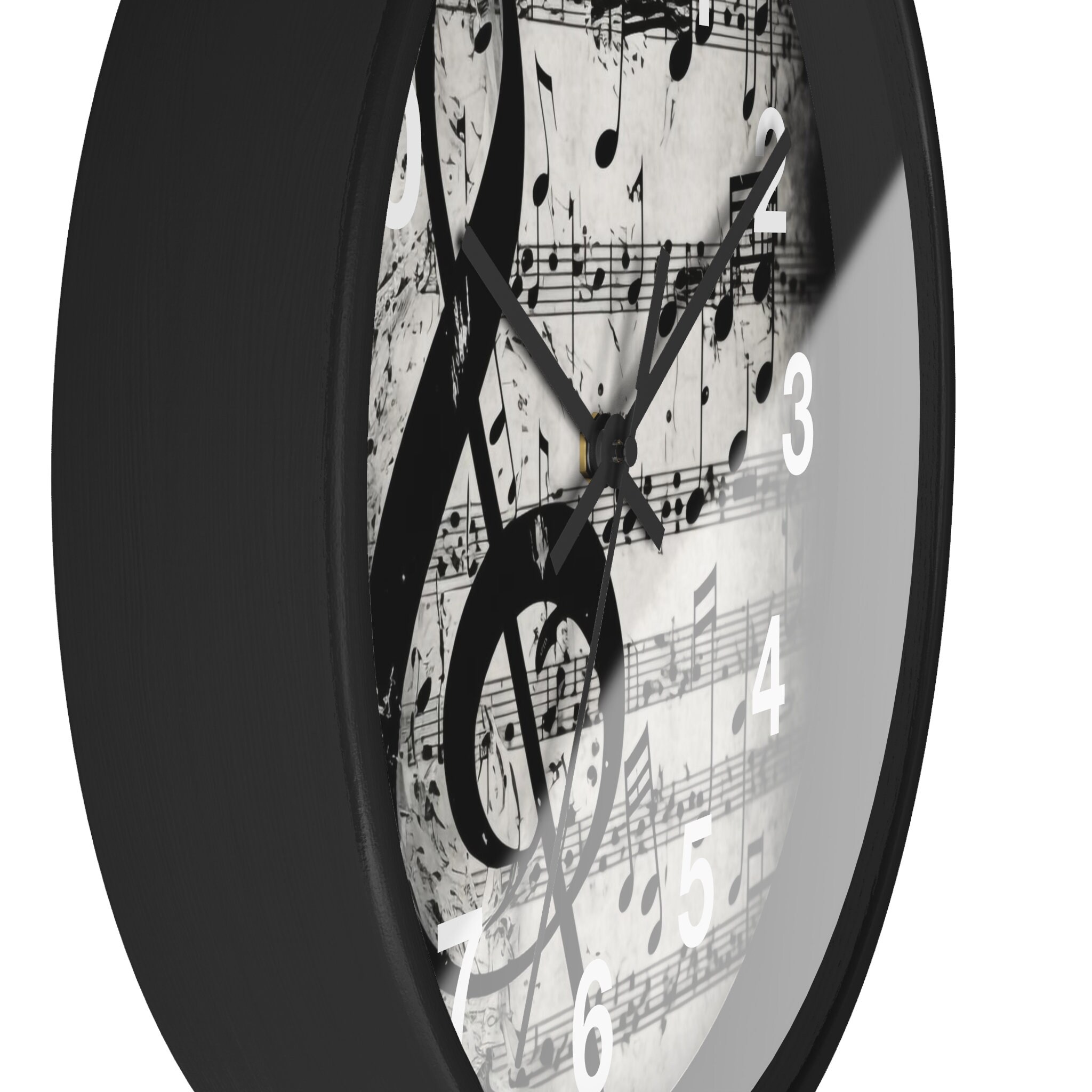 Musical Notes Wall Clock, Treble Clef Wall Clock, Unique Round Wall ...