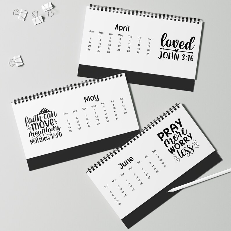 2024 Spiral Desk Calendar, 2024 Bible Verses Desk Calendar, 12 Month ...