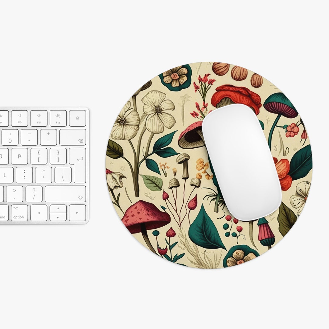 Botanical Mushroom Mouse Pad: Cottagecore Desk Accessory - Etsy