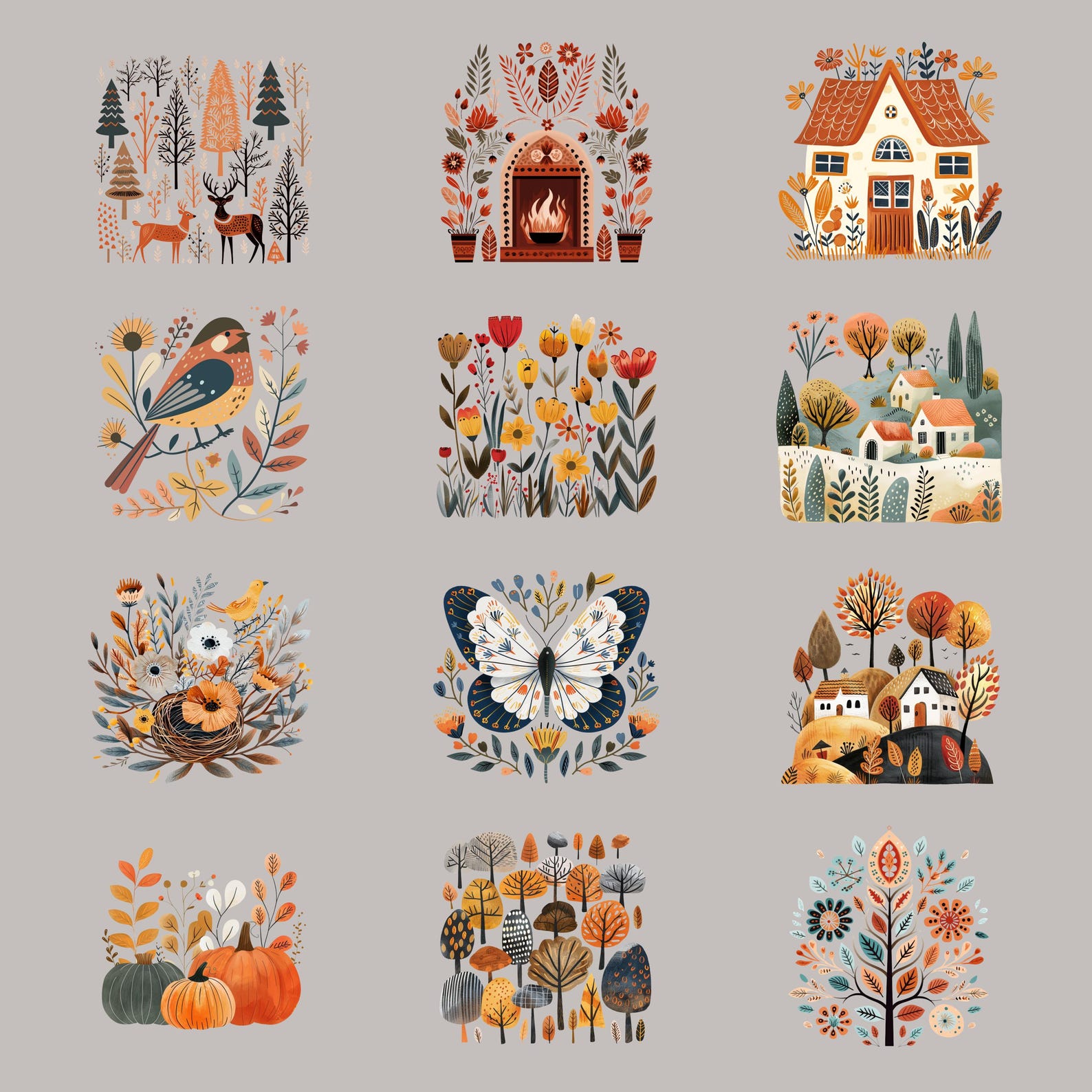 2026 Scandinavian Hygge Wall Calendar, Folk Art Home Office Decor, 12 ...