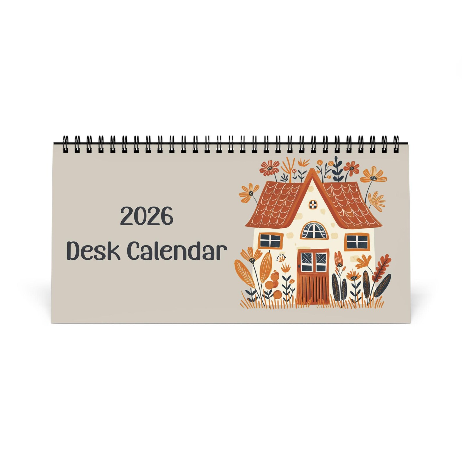 2026 Scandinavian Hygge Desk Calendar, Folk Art Spiral Planner, 12 ...