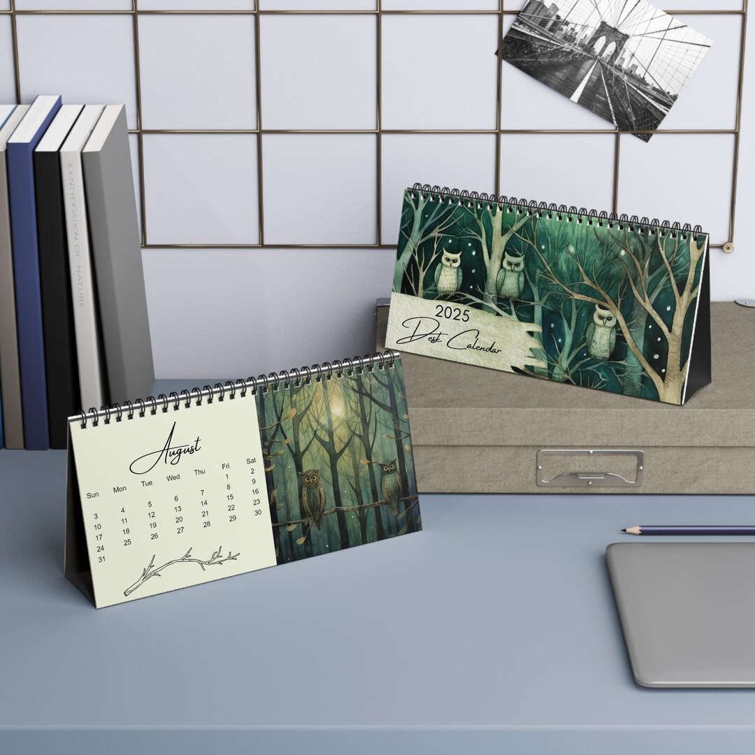 2025 Woodland Owls Desk Calendar, 2025 Spiral Desk Calendar, 12 Month ...