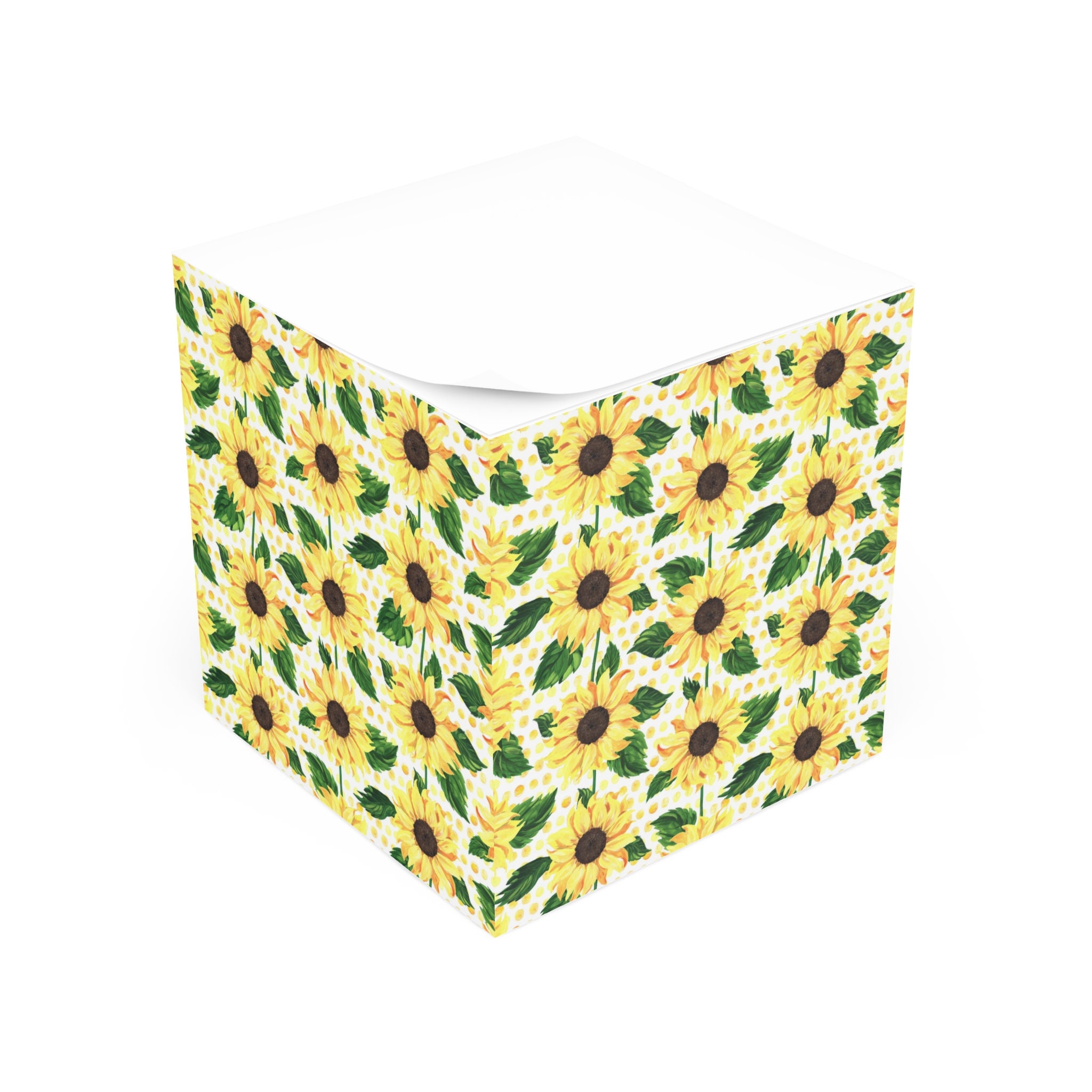Sunflowers Note Cube, Pretty Botanical Sunflower Memo Cube, Sticky ...