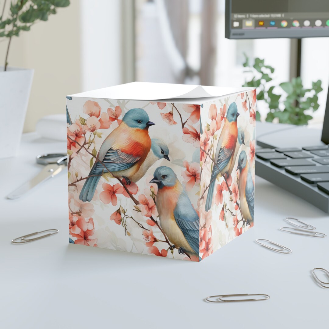 Song Birds Note Cube, Blue Birds Note Cube, Sticky Notepad Cube, Note ...