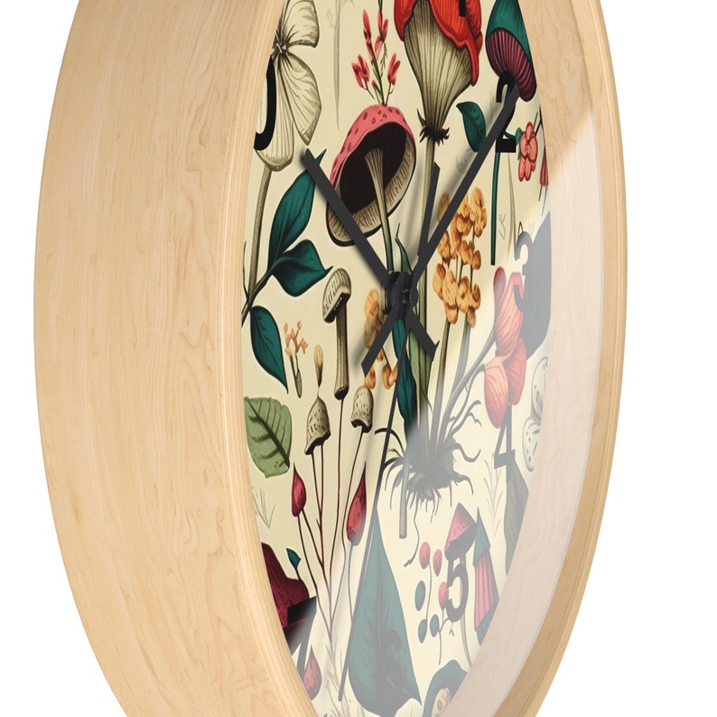 Cottagecore Mushroom Wall Clock, Botanical Floral and Fauna Wall Clock ...