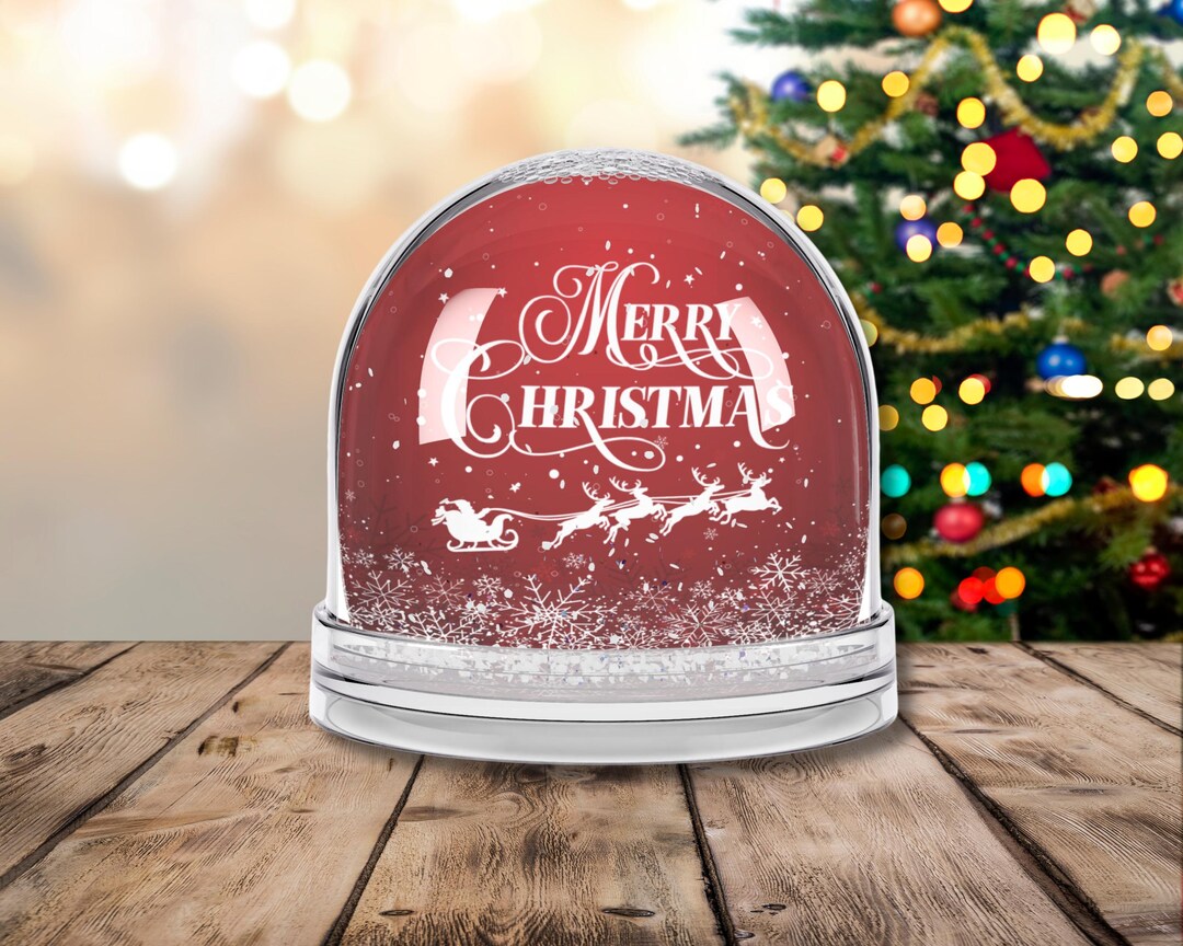Merry Christmas Snow Globe, Secret Santa Gift, Santa Sleigh Stocking ...