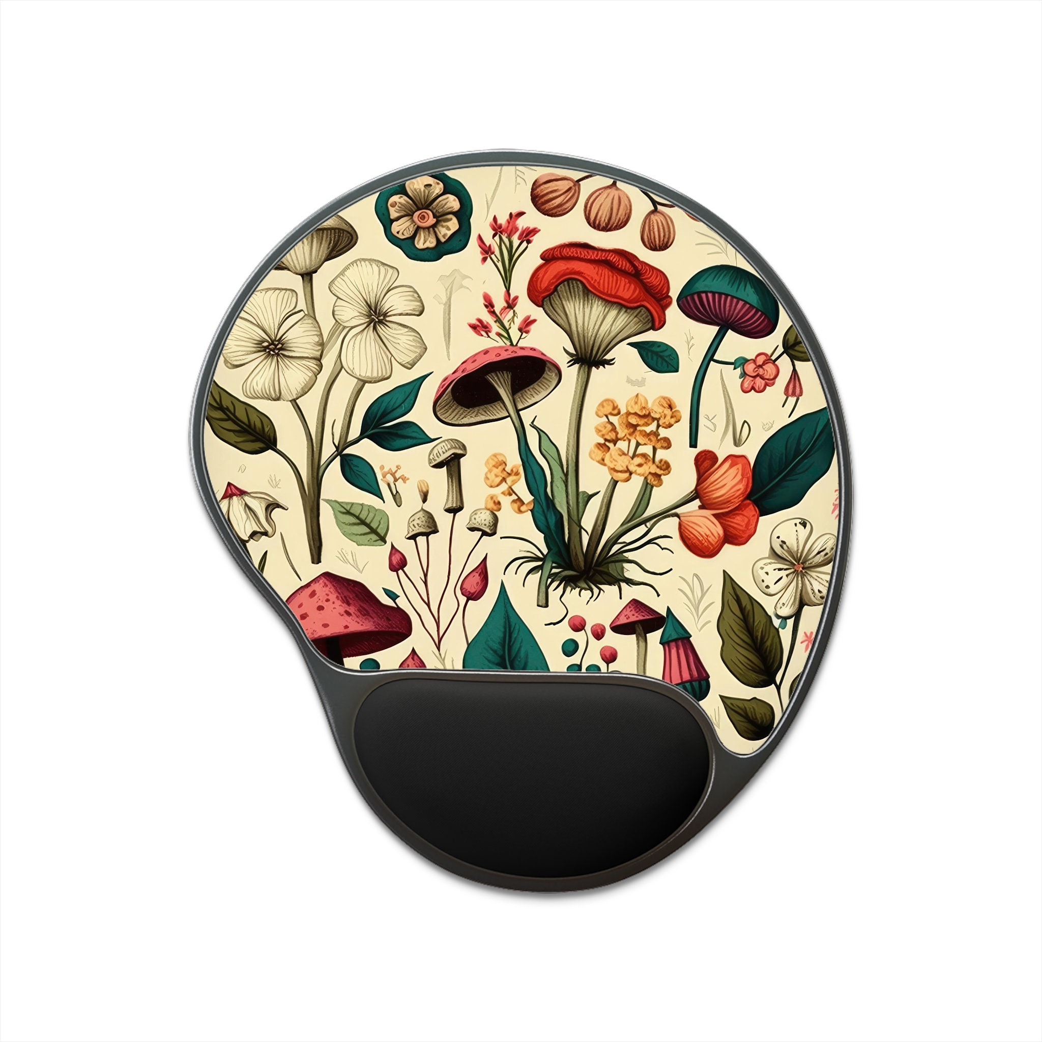 Botanical Mushroom Mouse Pad With Wrist Rest: Cottagecore Desk Decor - Etsy