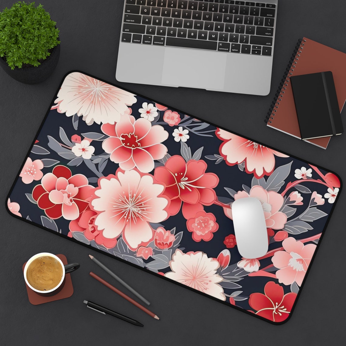 Elegant Japanese Floral Desk Mat Large Desk Mat Desk - Etsy