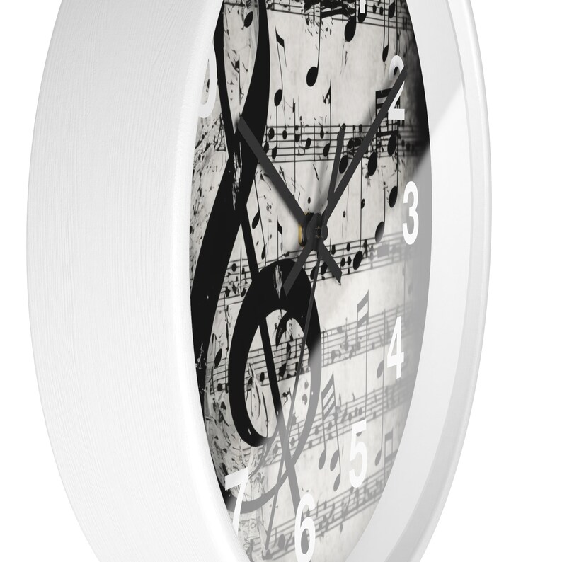 Musical Notes Wall Clock, Treble Clef Wall Clock, Unique Round Wall ...