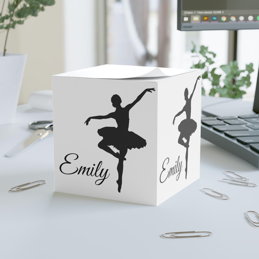Personalized Ballet Dancer Sticky Note Cube, Custom Ballet Memo Pad ...
