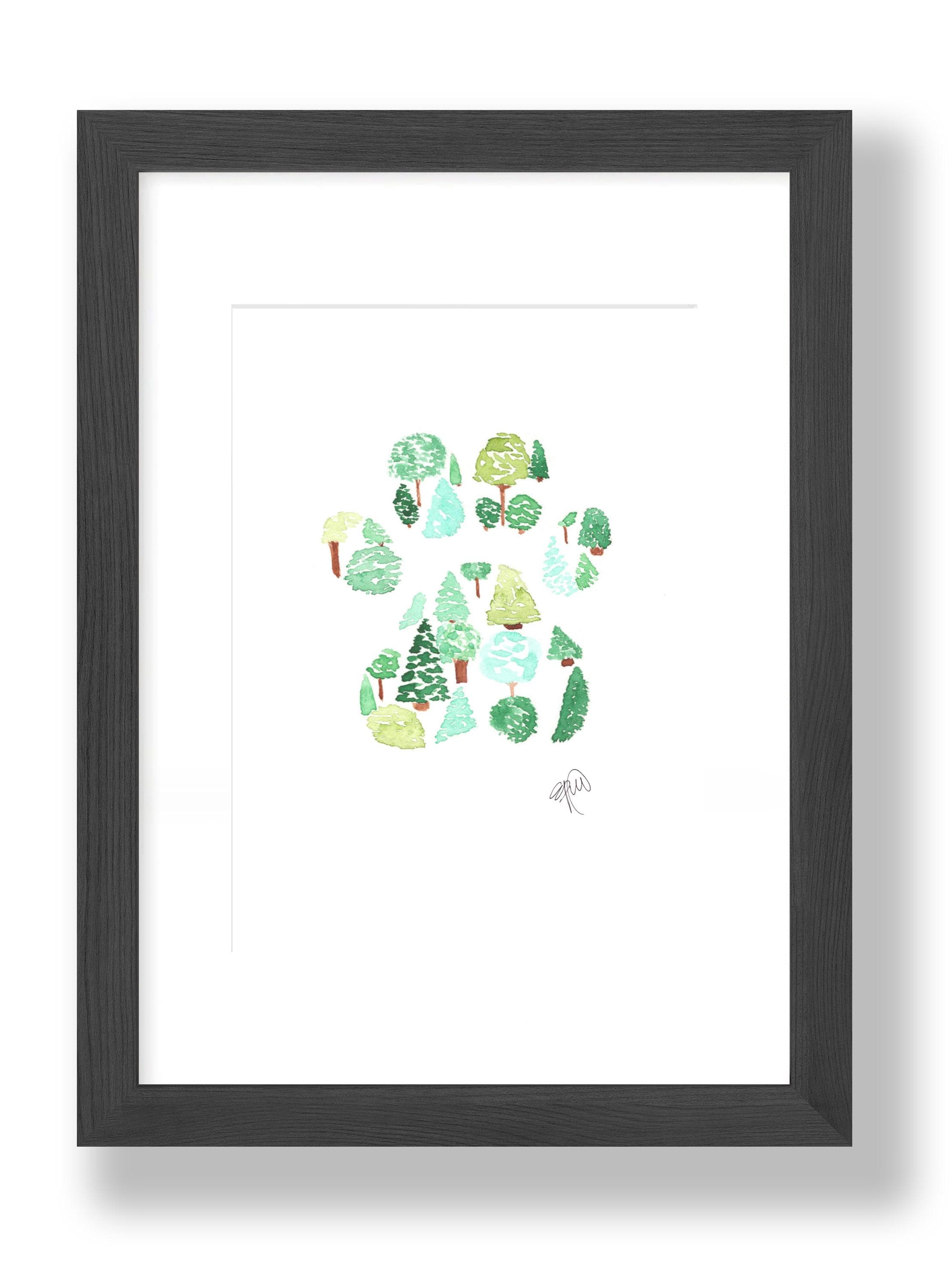 Dog Paw, Tree, Watercolor Art Print - Etsy