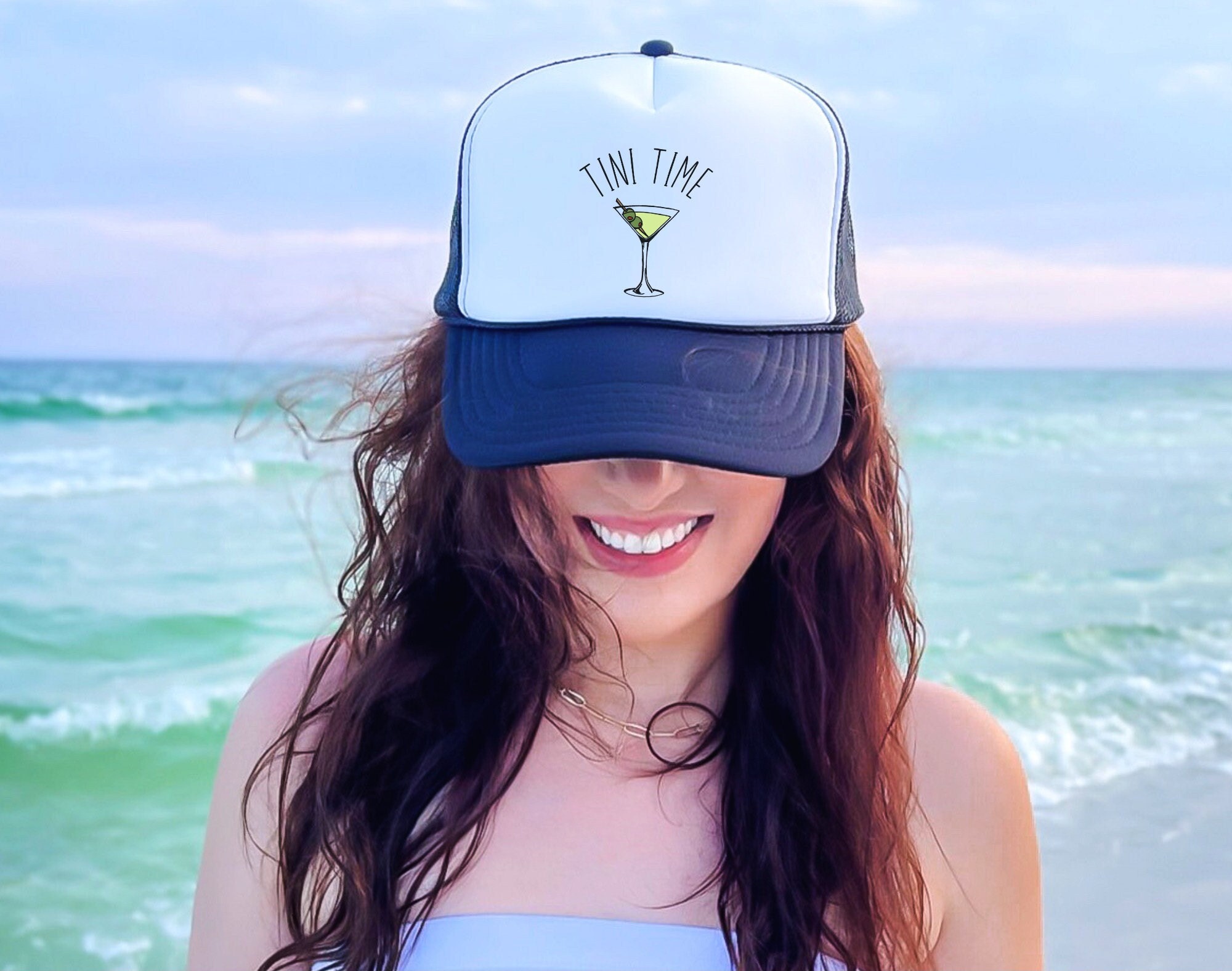 Tini Time, Martini Gift, Trendy Cocktail Trucker Hat, Martinis and ...