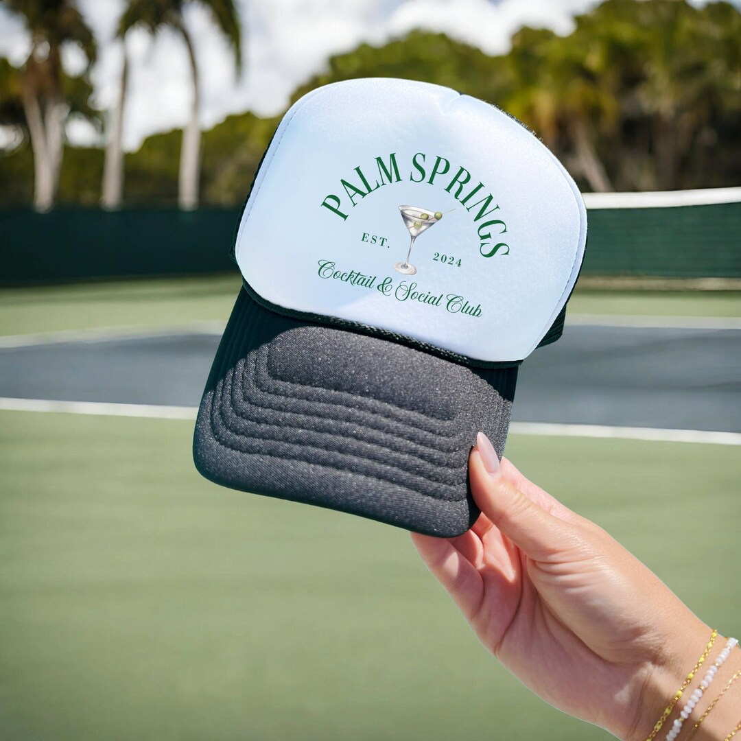 Palm Springs Martini Trucker Hat, Summer Trucker Hats, Cocktail Trucker ...