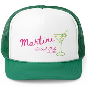 Martini Social Club Trucker Hat, Trendy Summer Cocktail Hat, Tini Time ...