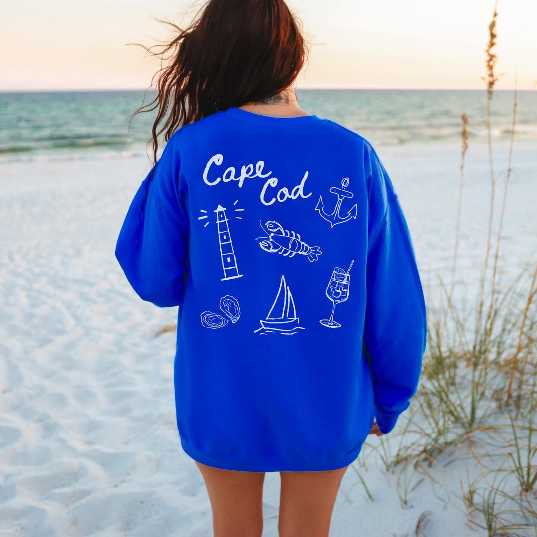 Cape Cod Sweatshirt, Trendy Summer Beach Crewneck, Whimsical Nautical ...