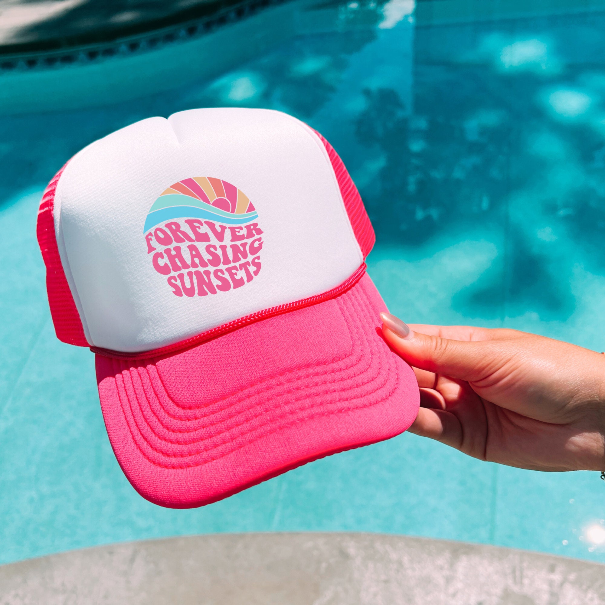 Forever Chasing Sunsets Trucker Hat, Sunset Baseball Hat, Summer Vibes ...