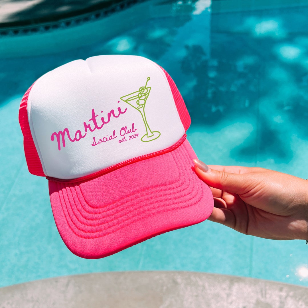 Martini Social Club Trucker Hat, Trendy Summer Cocktail Hat, Tini Time ...