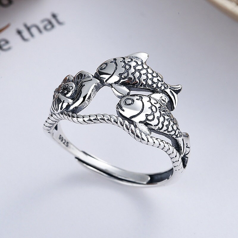 Silver Koi Fish Ring, Koi Prosperity Ring, Lucky Koi Fish Ring, Silver Good Luck Ring - Etsy