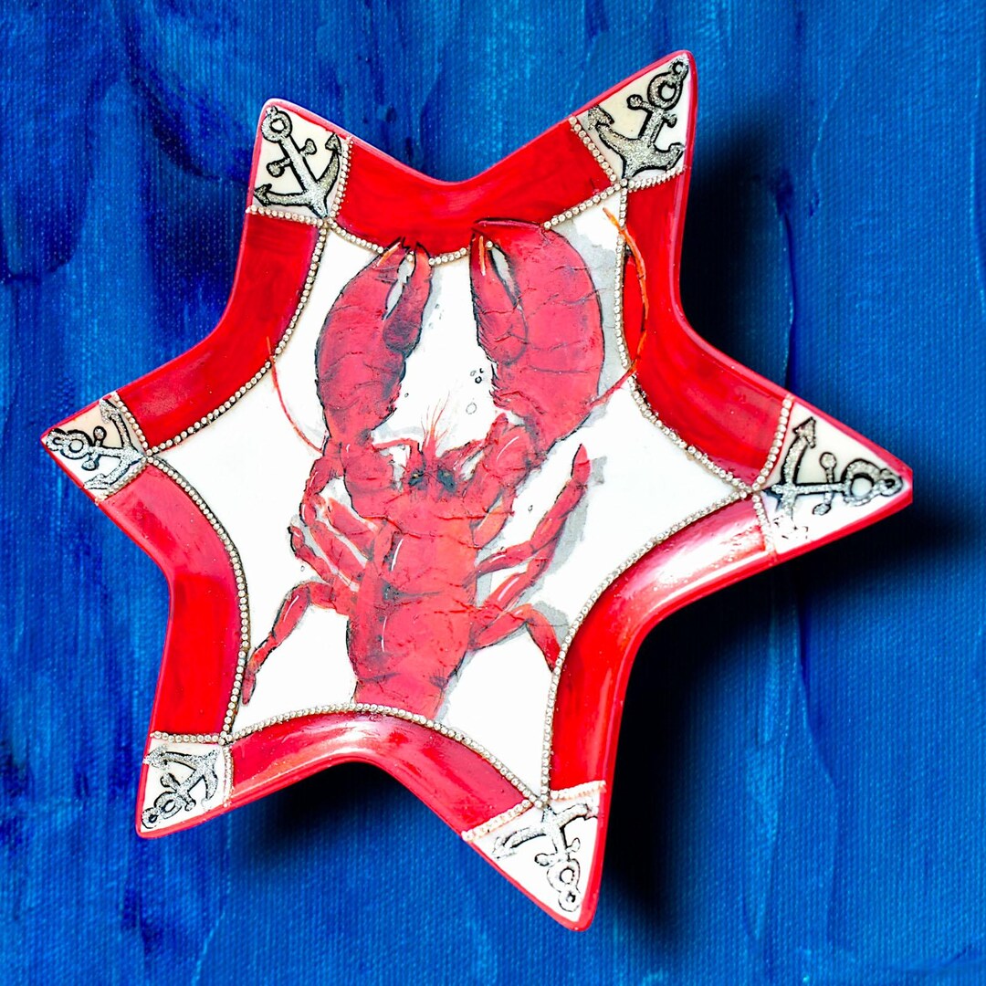 Maritime Decoration, Lobster, Modern Design, Red and White, Serving ...