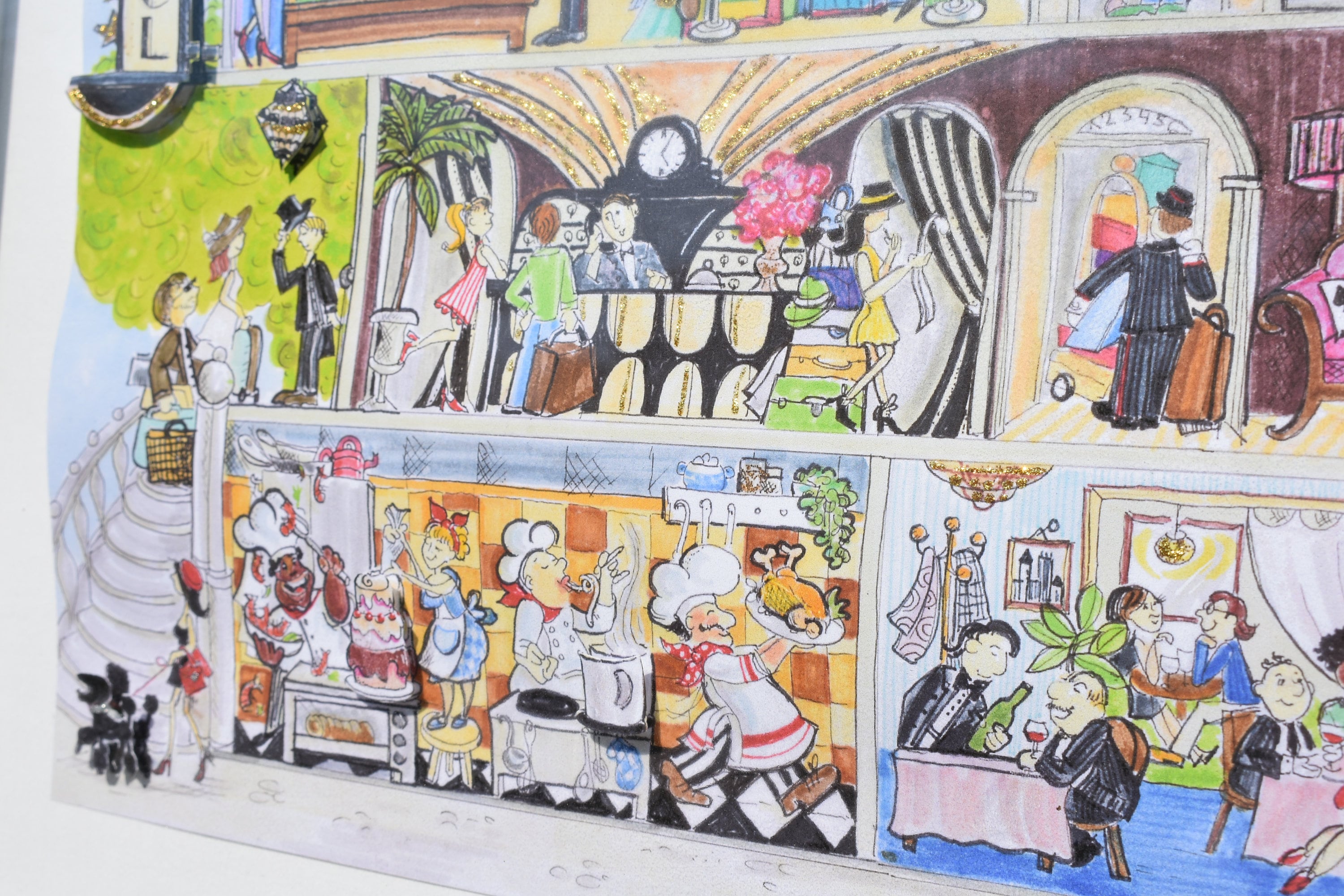 Hinreißend schönes 3D - Hotel Wimmelbild in A2 -Format mit Rahmen. Das ...