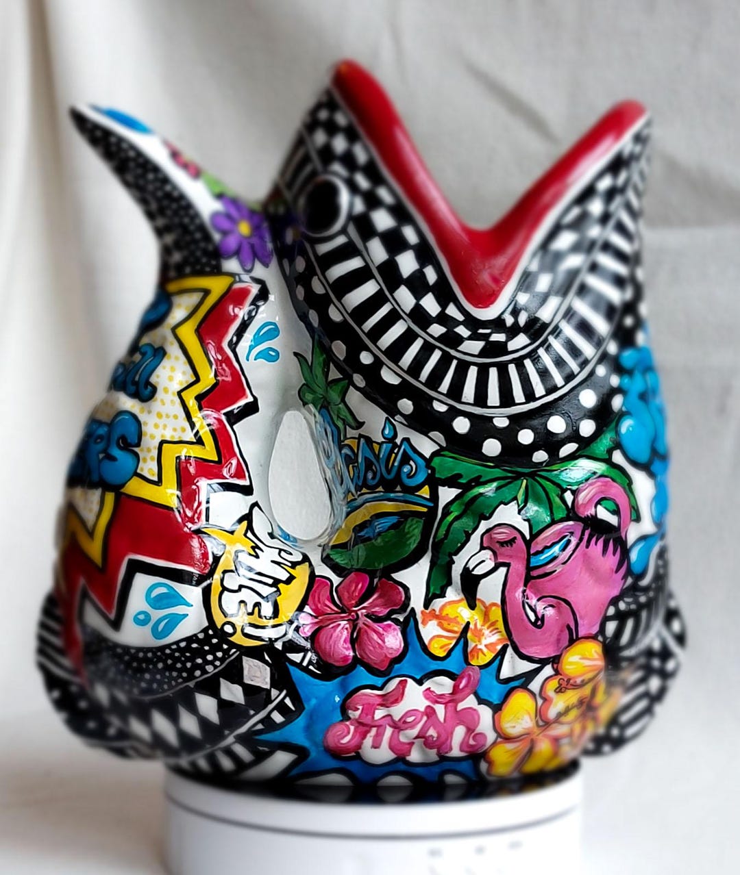 Fish Vase Pop Art Designer Vase Hand-painted Comic Design Fish Shape ...