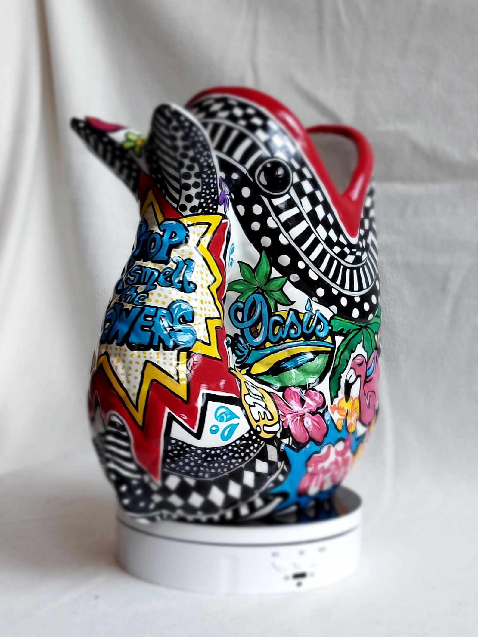 Fish Vase Pop Art Designer Vase Hand-painted Comic Design Fish Shape ...