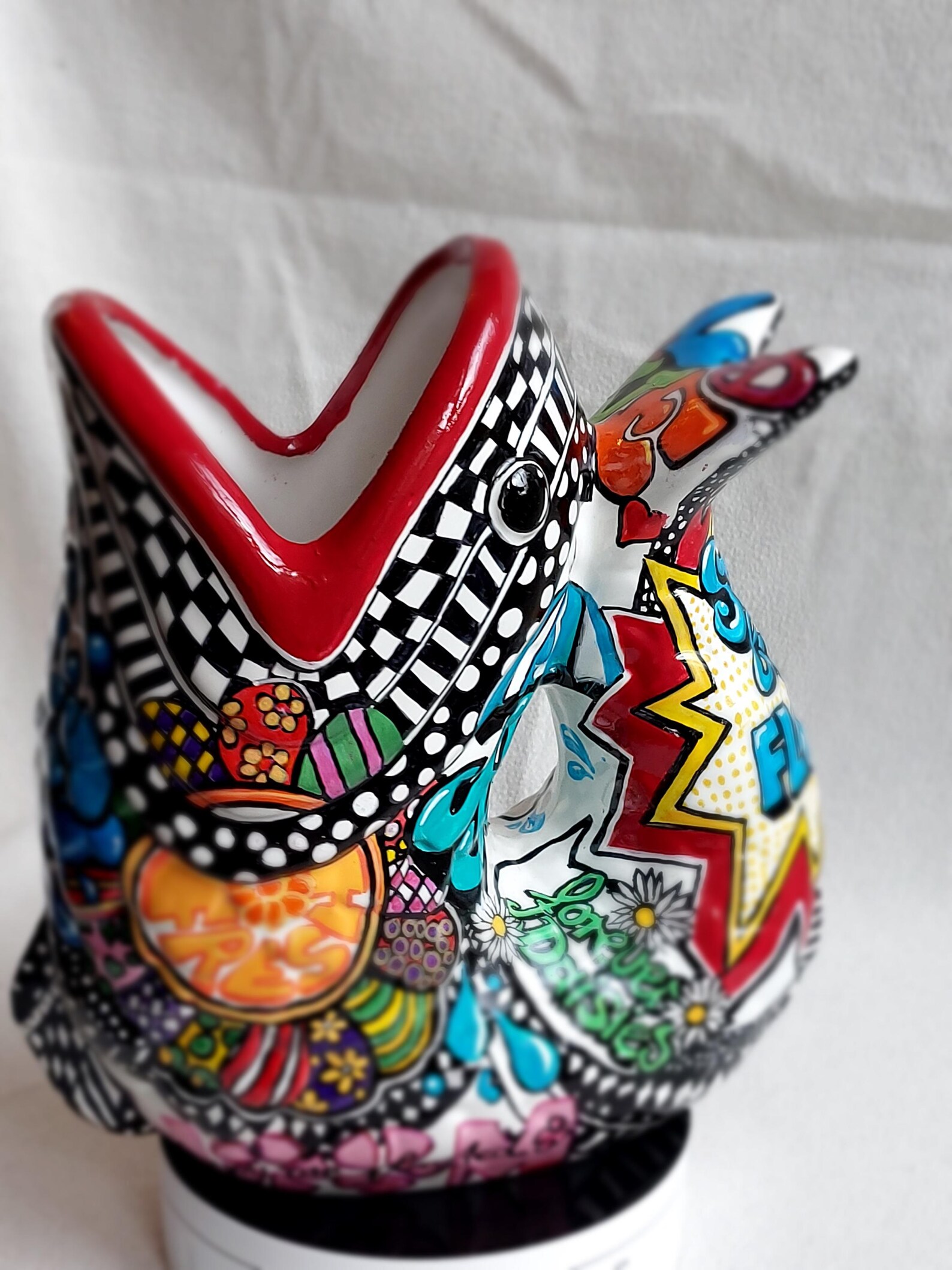 Fish Vase Pop Art Designer Vase Hand-painted Comic Design Fish Shape ...