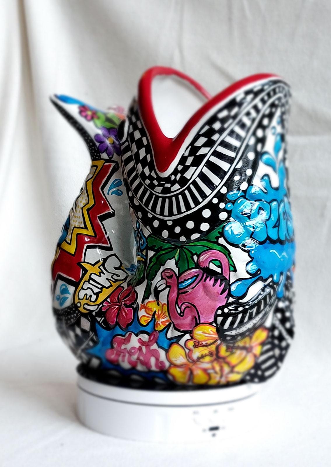 Fish Vase Pop Art Designer Vase Hand-painted Comic Design Fish Shape ...