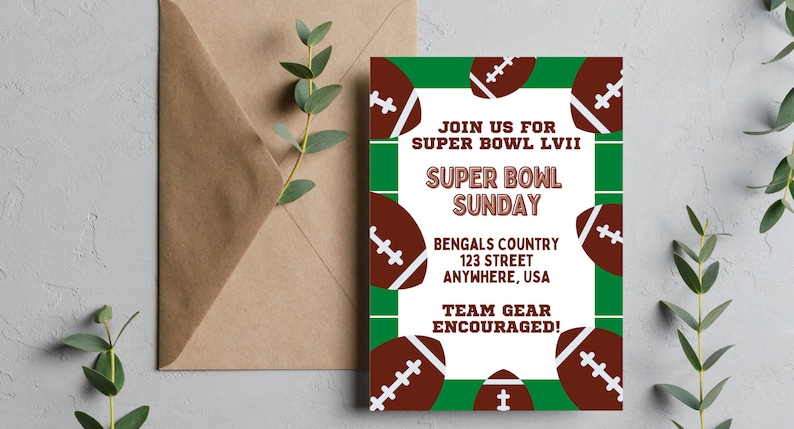 Football Super Bowl Party Invitation EDITABLE TEMPLATE, Super Bowl ...