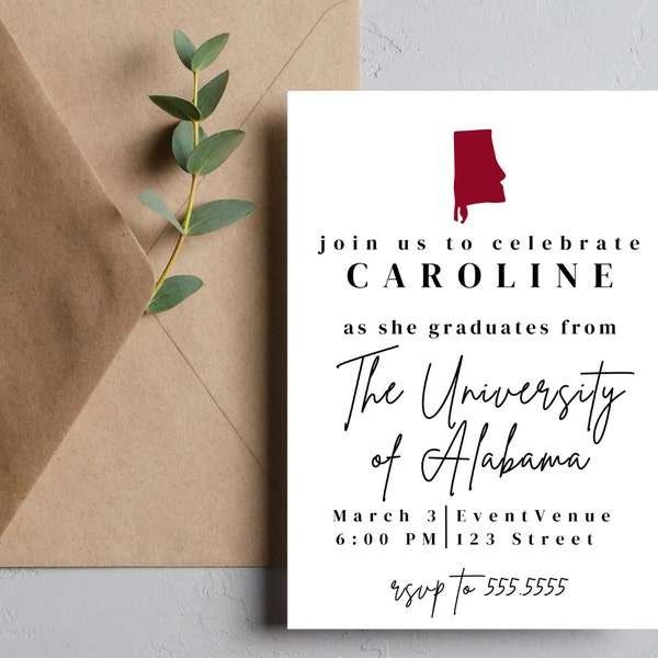 University of Alabama Digital Graduation Invitation - Etsy