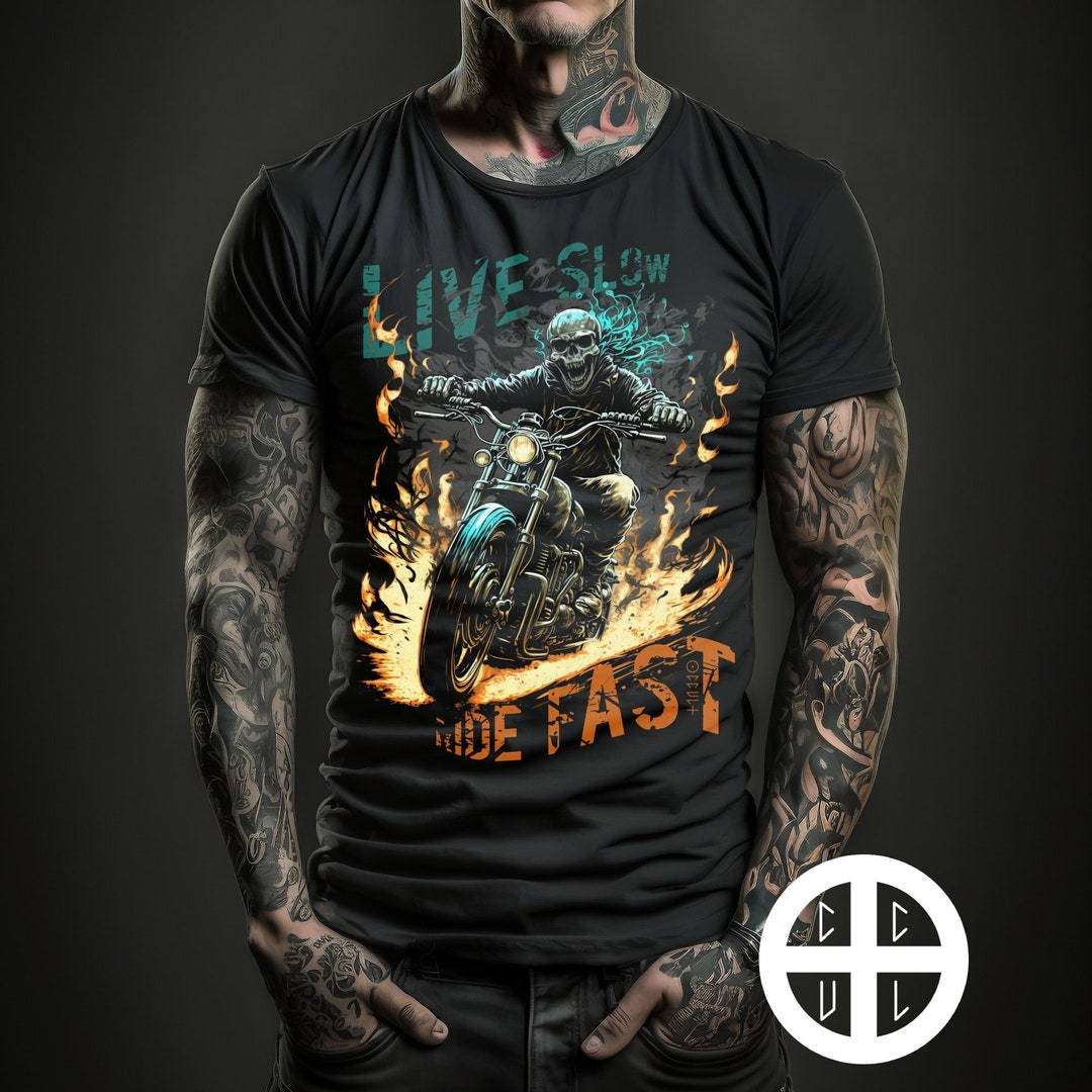 Biker Shirt - Live Slow, Ride Fast From Occult Fashion Short-sleeve ...