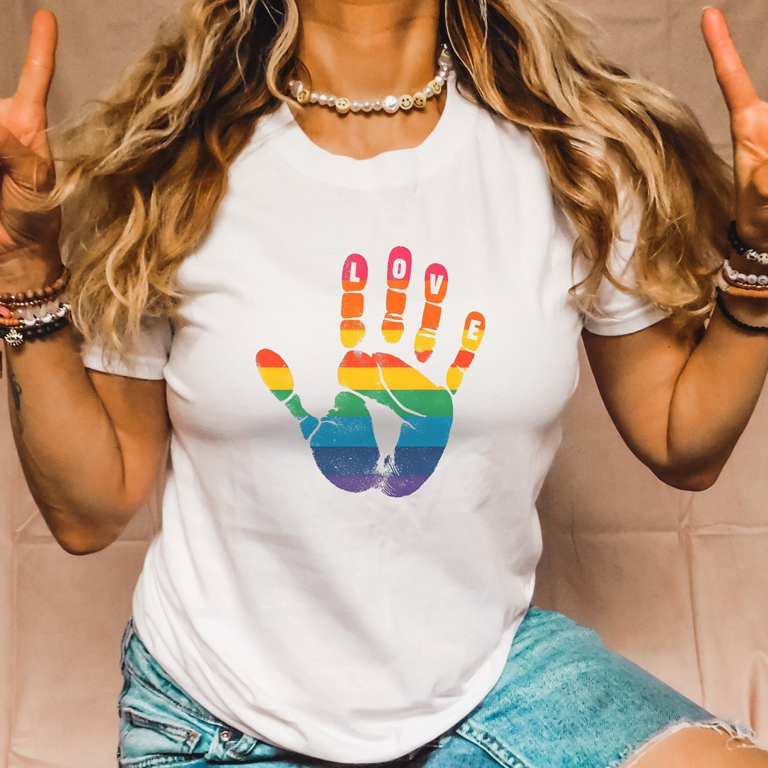 Rainbow Handprint Love Shirt, LGBTQ Pride Tee, Equality Support Shirt ...