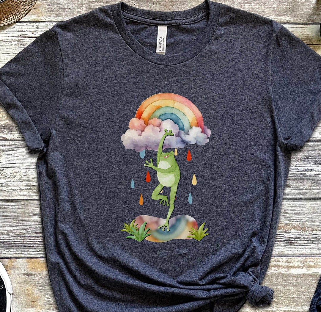 Rainbow Frog Tshirt, Frog Shirt, Rain Dance, Watercolor Design ...