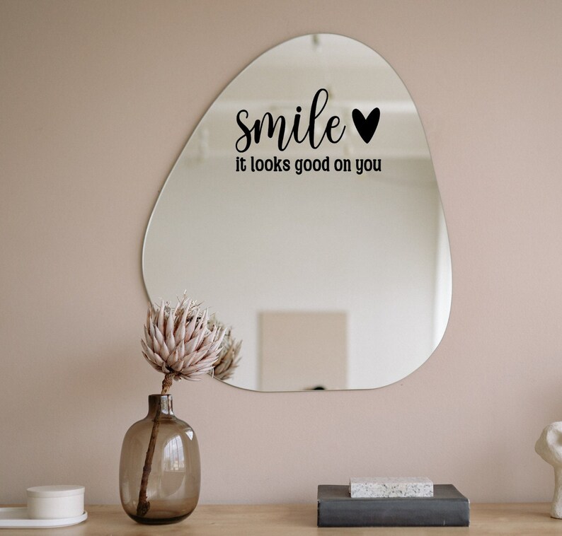 Smile Mirror Decal - Positive Affirmation - Mirror Sticker - Etsy