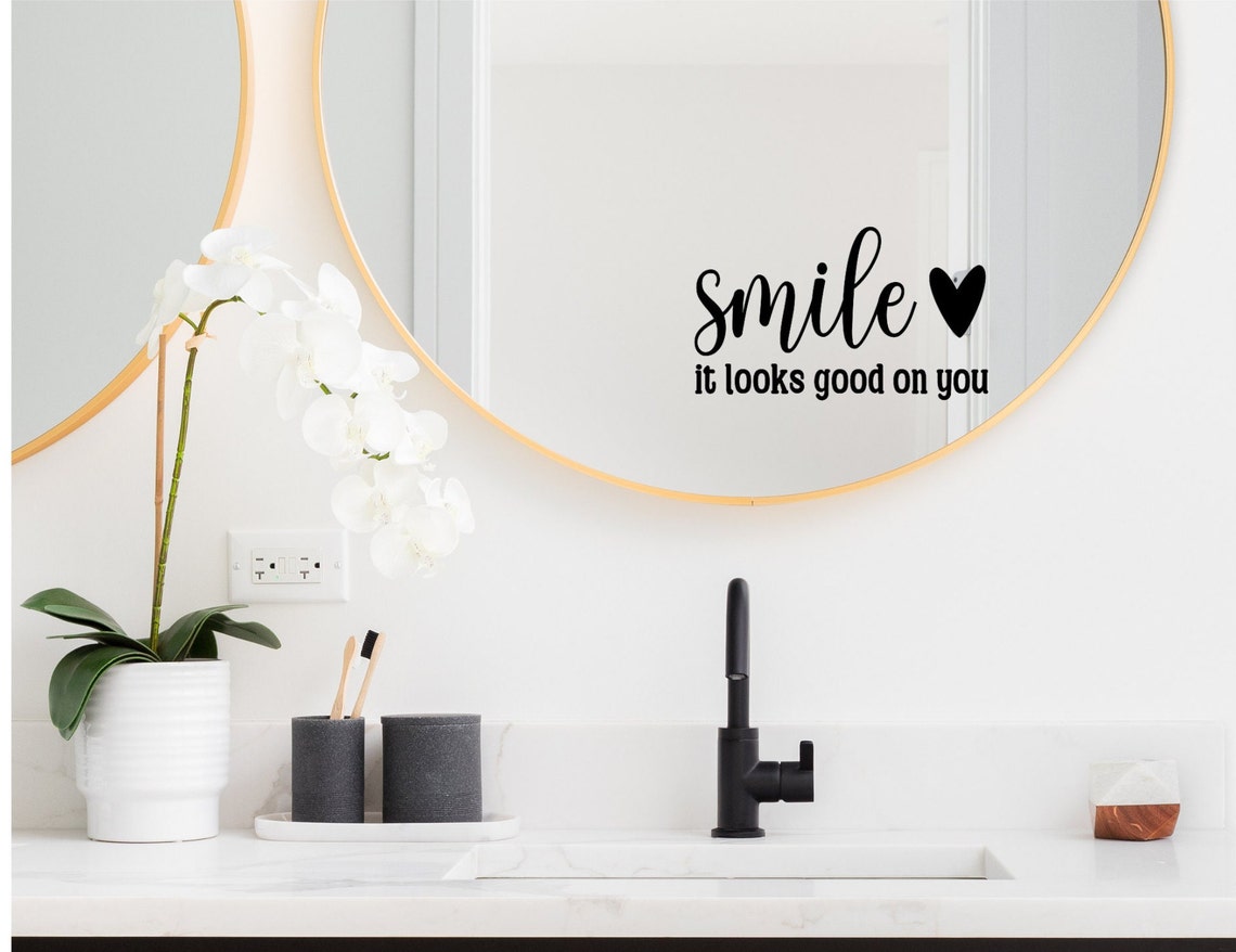 Smile Mirror Decal - Positive Affirmation - Mirror Sticker - Etsy