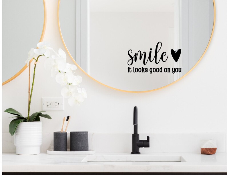 Smile Mirror Decal - Positive Affirmation - Mirror Sticker - Etsy