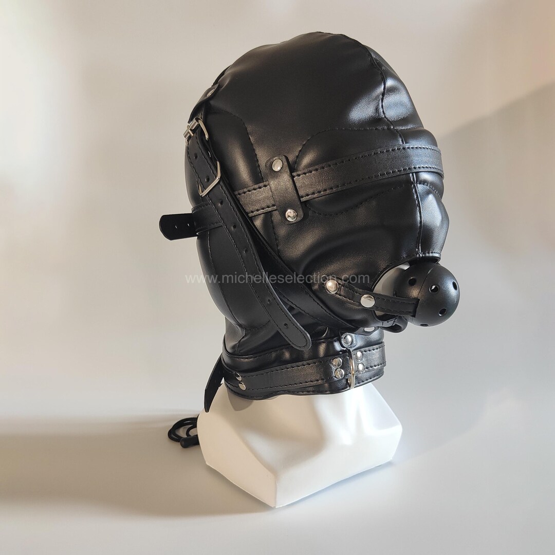 Premium Padded BDSM Blindfold Mask With Ball Gag Restrictive Sensory ...