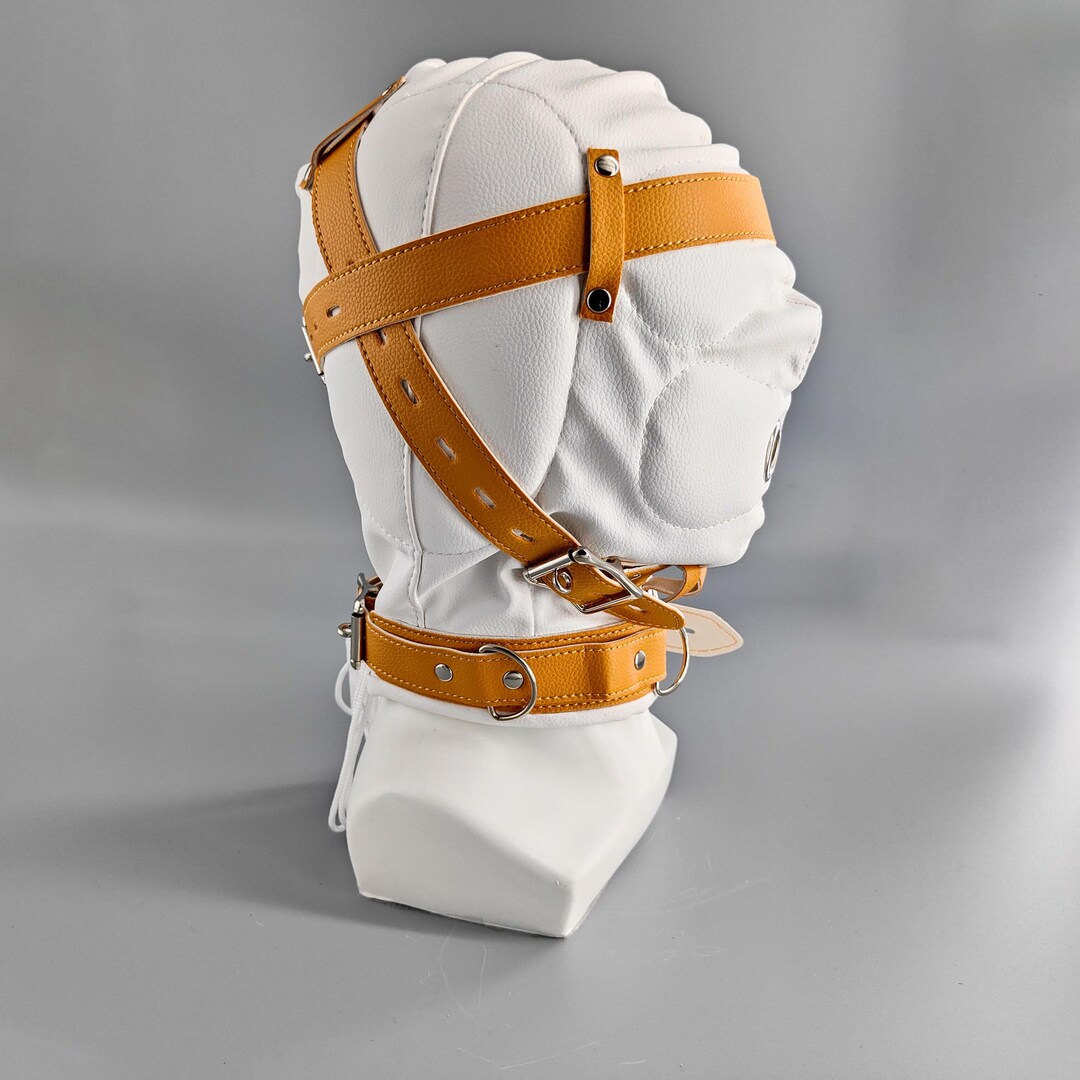 White Sensory Deprivation Leather Mask With Lockable Belt - Etsy