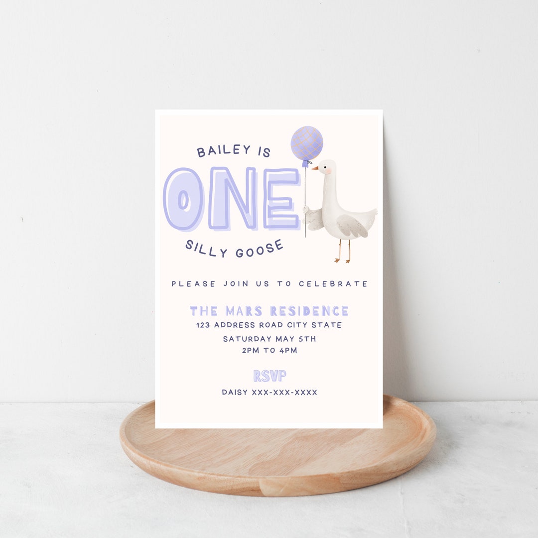 One Silly Goose | Birthday Invite Template - Etsy