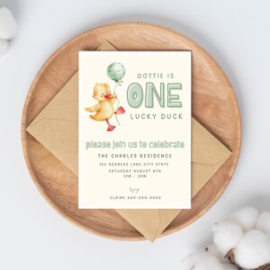 One Lucky Duck Birthday Invite Template - Etsy