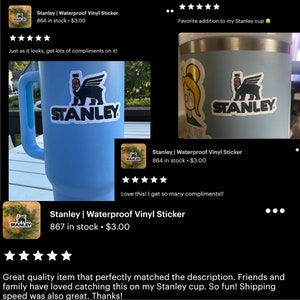 Stanley | Waterproof Vinyl Sticker - Etsy