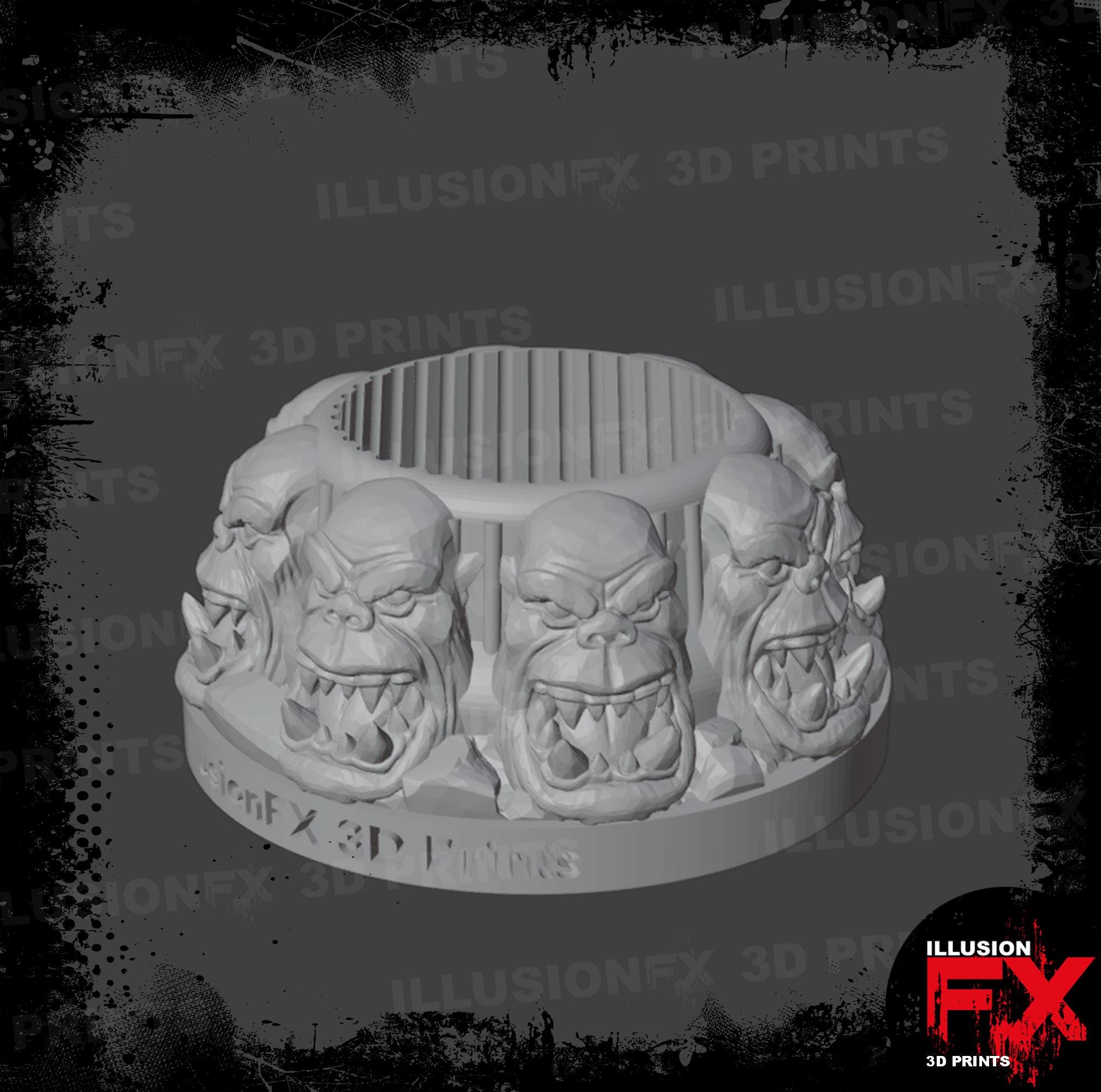 Ork Orc Heads - 3D Printed Swatch CAP Ring Toppers to Fit Monument ...