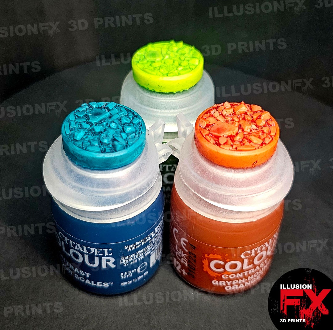 Rocks 3D Printed Pot Bottle Swatch CAP Toppers to Fit Citadel 12ml 18ml ...