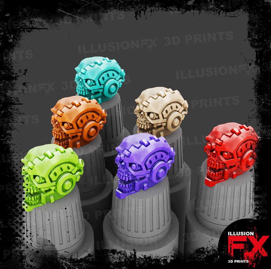 Cyborg Skull Head - 3D Printed Dropper Bottle Super Mini CAPS 17ml 18ml ...