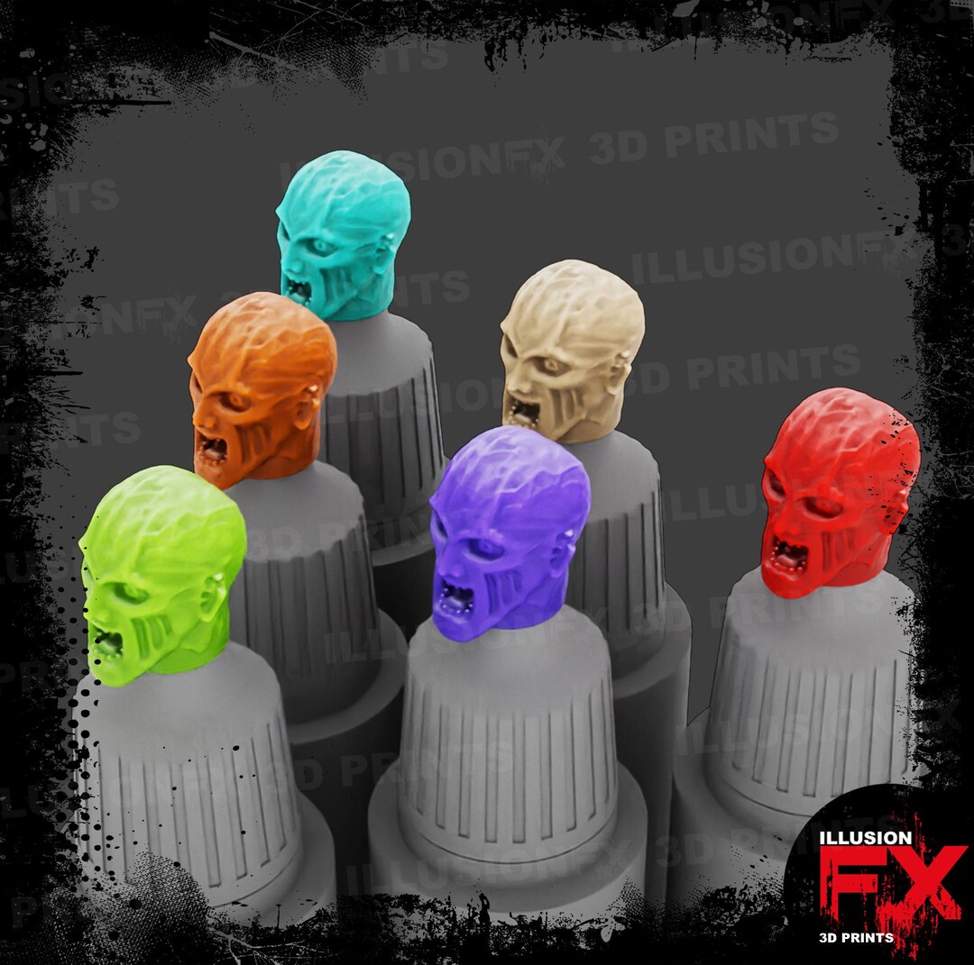Zombie Head - 3D Printed Dropper Bottle Micro CAPS to Fit Army Painter ...