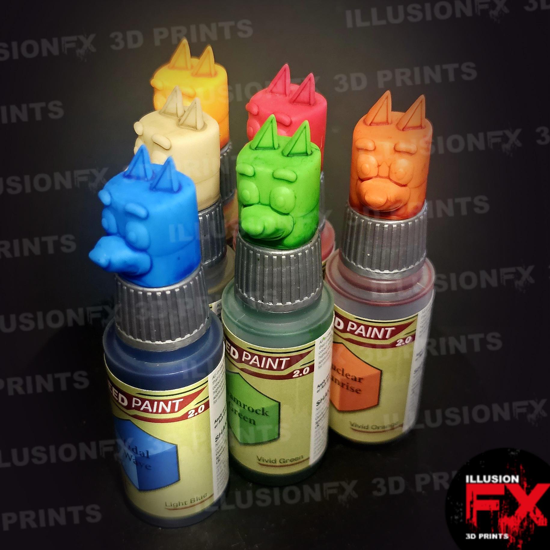 Bluey Head - 3D Printed Dropper Bottle Super Mini CAPS 17ml 18ml, to ...