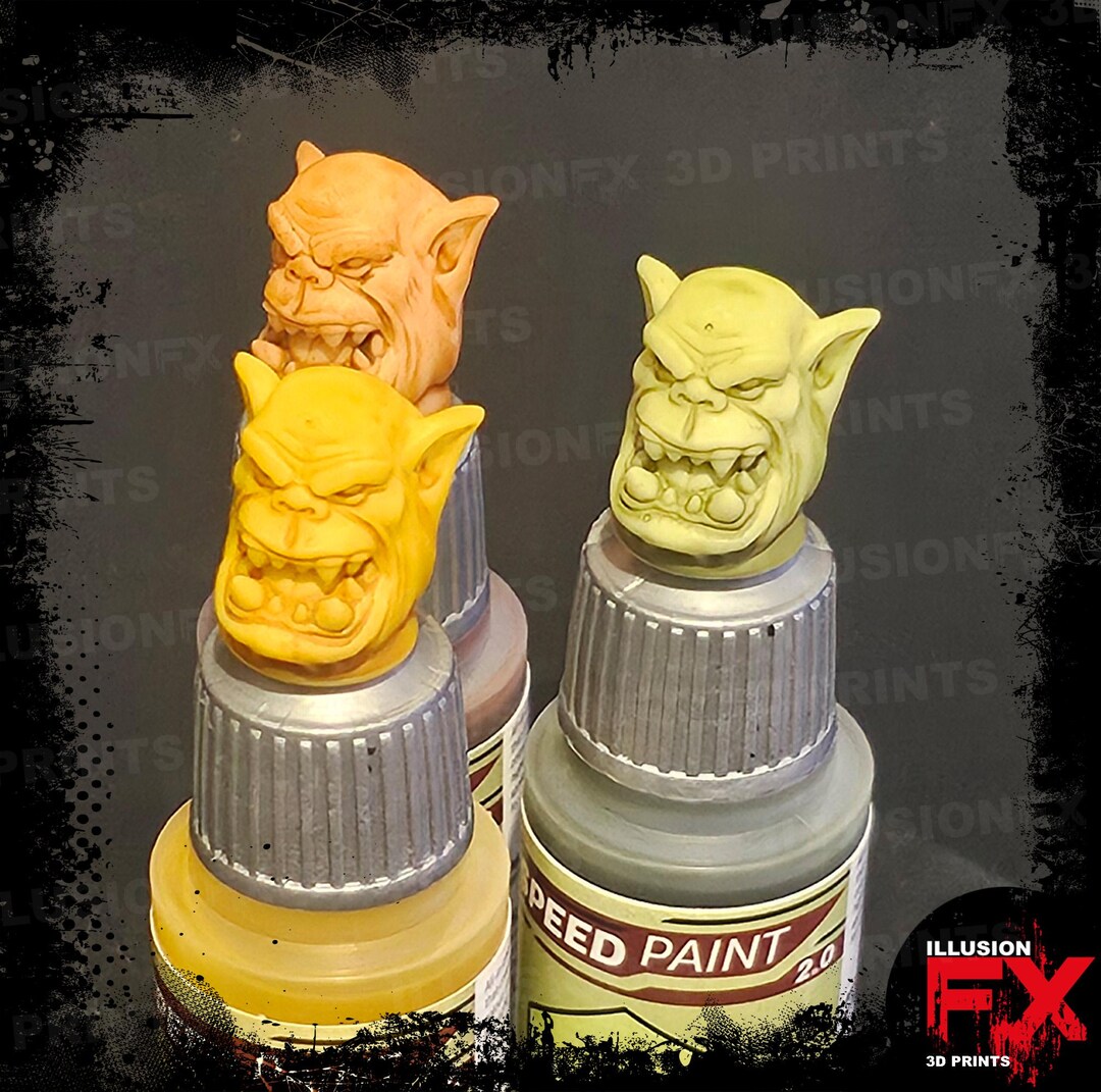 Ork Head - 3D Printed Dropper Bottle Super Mini CAPS 17ml 18ml, Fit ...