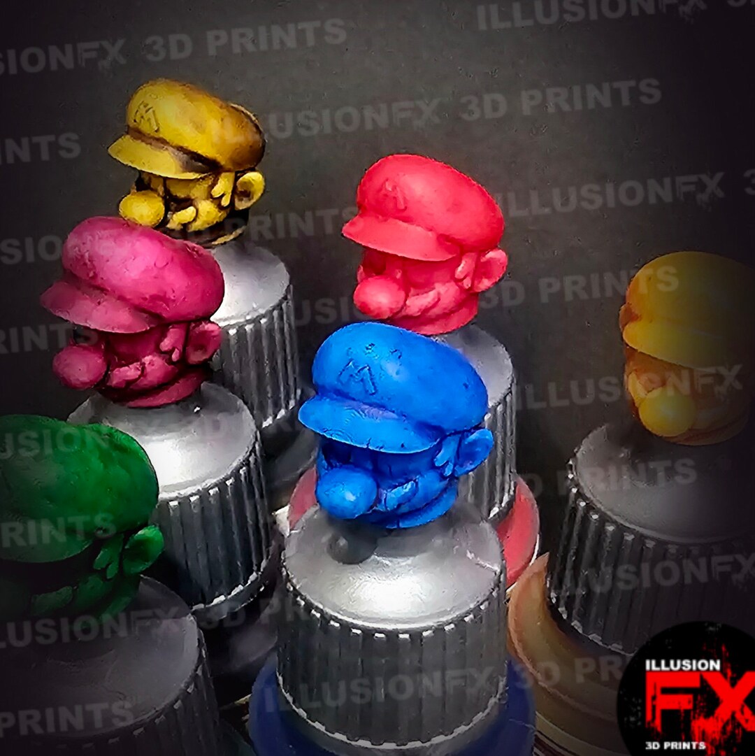 Mario Head - 3D Printed Dropper Bottle Micro CAPS to Fit Army Painter ...
